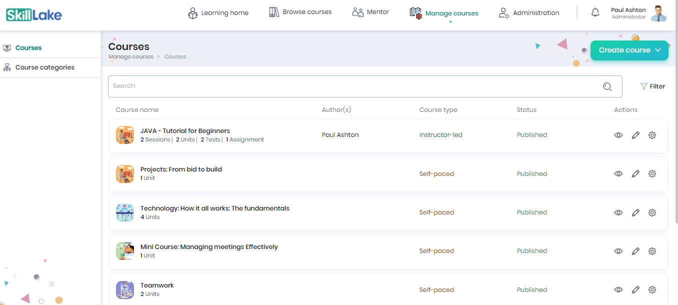 Types of Courses - Skill Lake